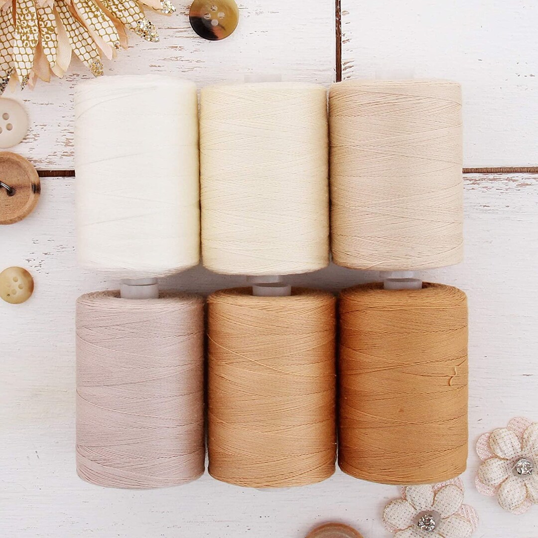100% Cotton Thread Set | 6 Tan Tones | 1000M (1100 Yards) Spools | for ...