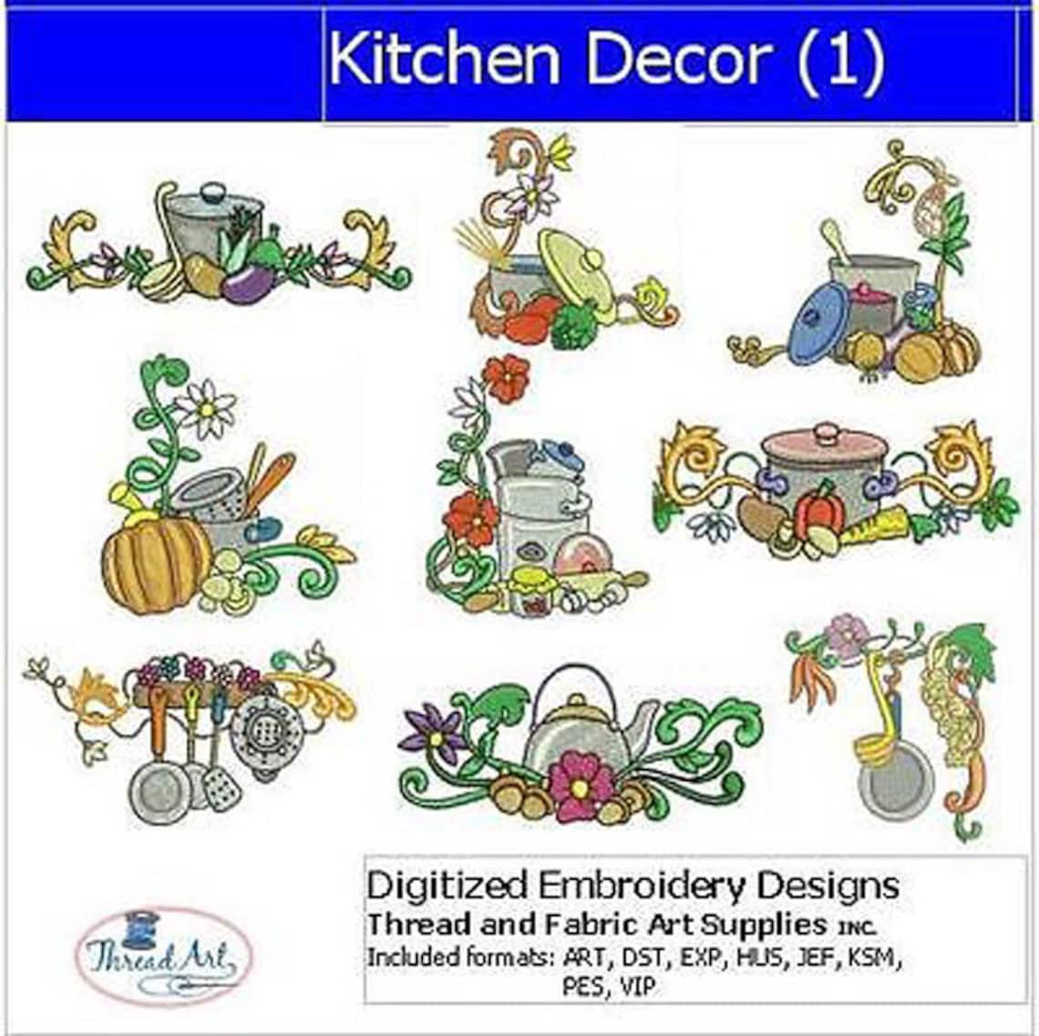 Machine Embroidery Design Set Kitchen Décor1 10 Designs | Etsy