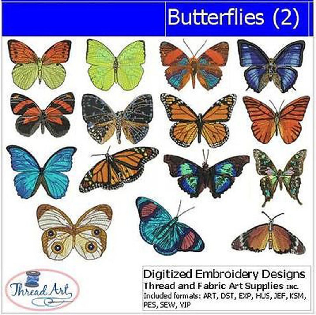 Machine Embroidery Design Set - Butterflies(2) - 15 Designs - 9 Formats ...
