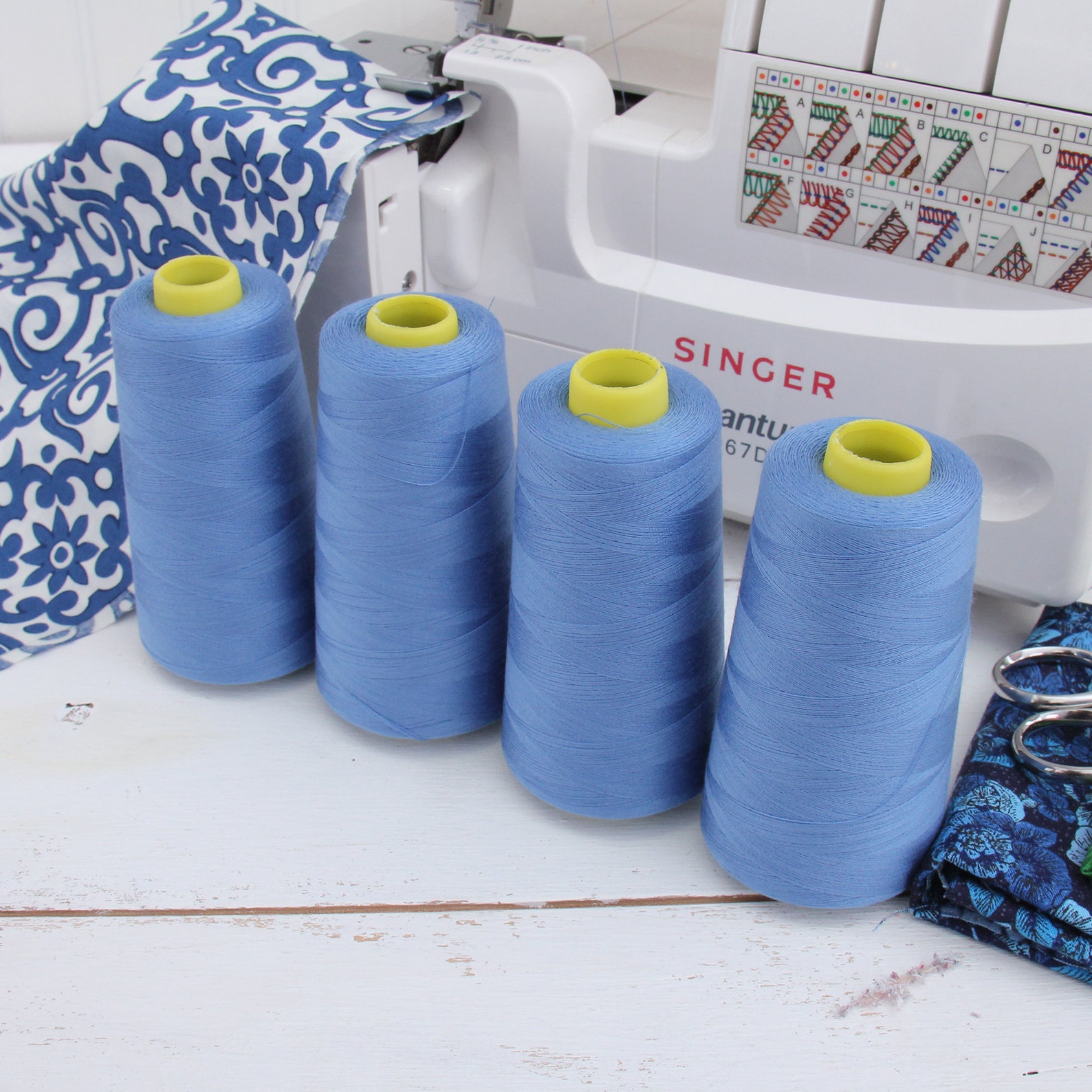 Four Big Cones of Serger Overlock Sewing Thread 50 Different Colors ...
