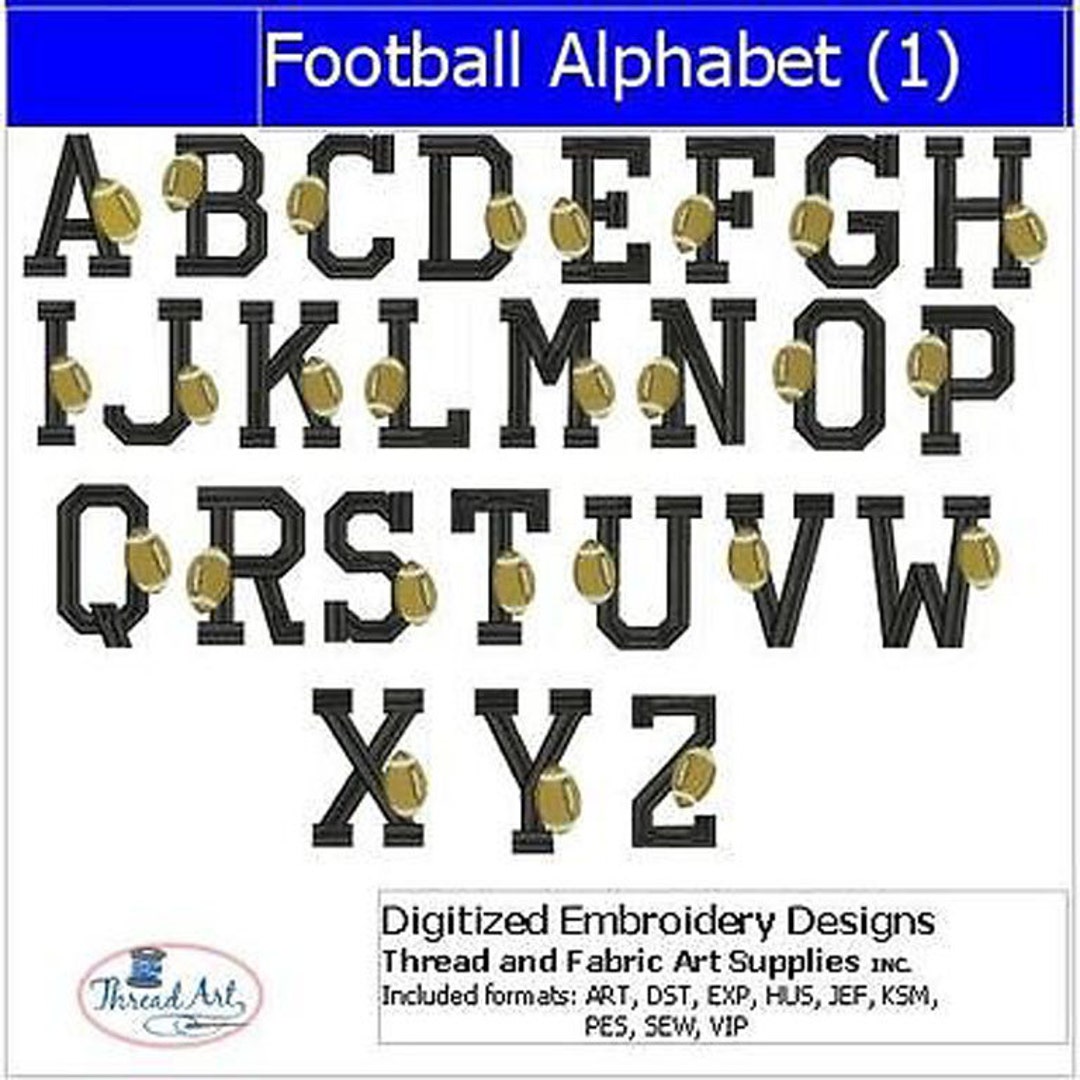 Football Font Machine Embroidery Design Set - Football Alphabet(1) - 26 ...