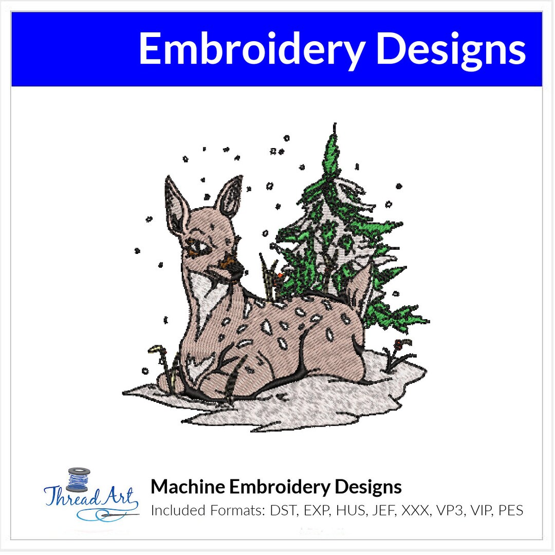 Winter Deer Embroidery Design Instant Download - Multiple Sizes - 8 ...
