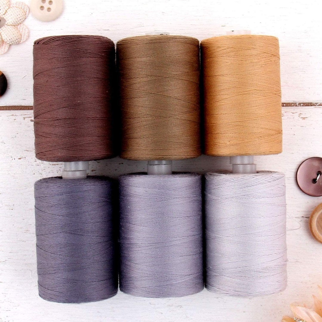 100% Cotton Thread Set |6 Traditional Tones | 1000M (1100 Yards) Spools ...