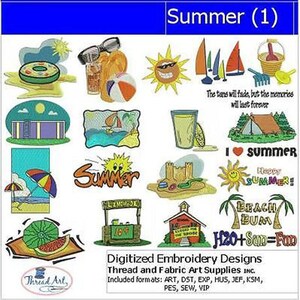 Machine Embroidery Design Set - Summer(1) - 20 Designs - 9 Formats ...