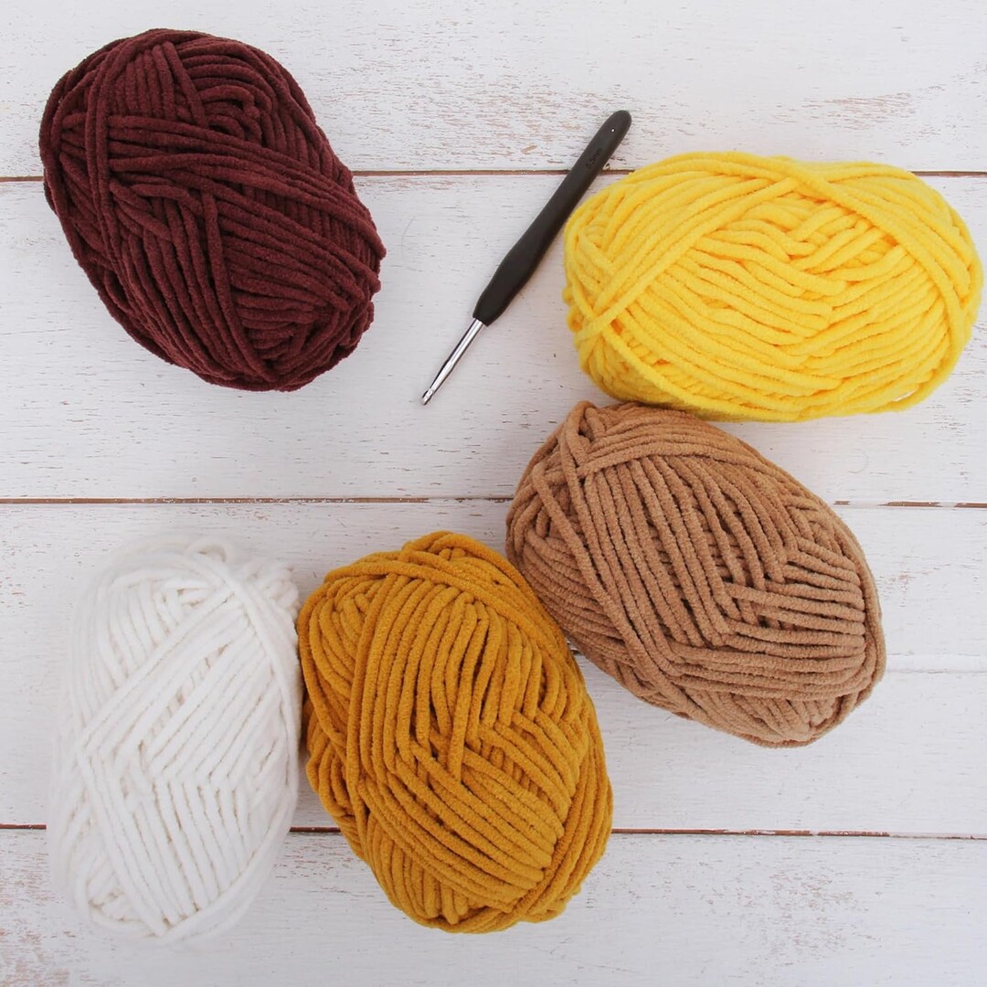Super Soft Chenille Yarn Set - Sands - Pack of 6 Skeins - #5 Chunky ...
