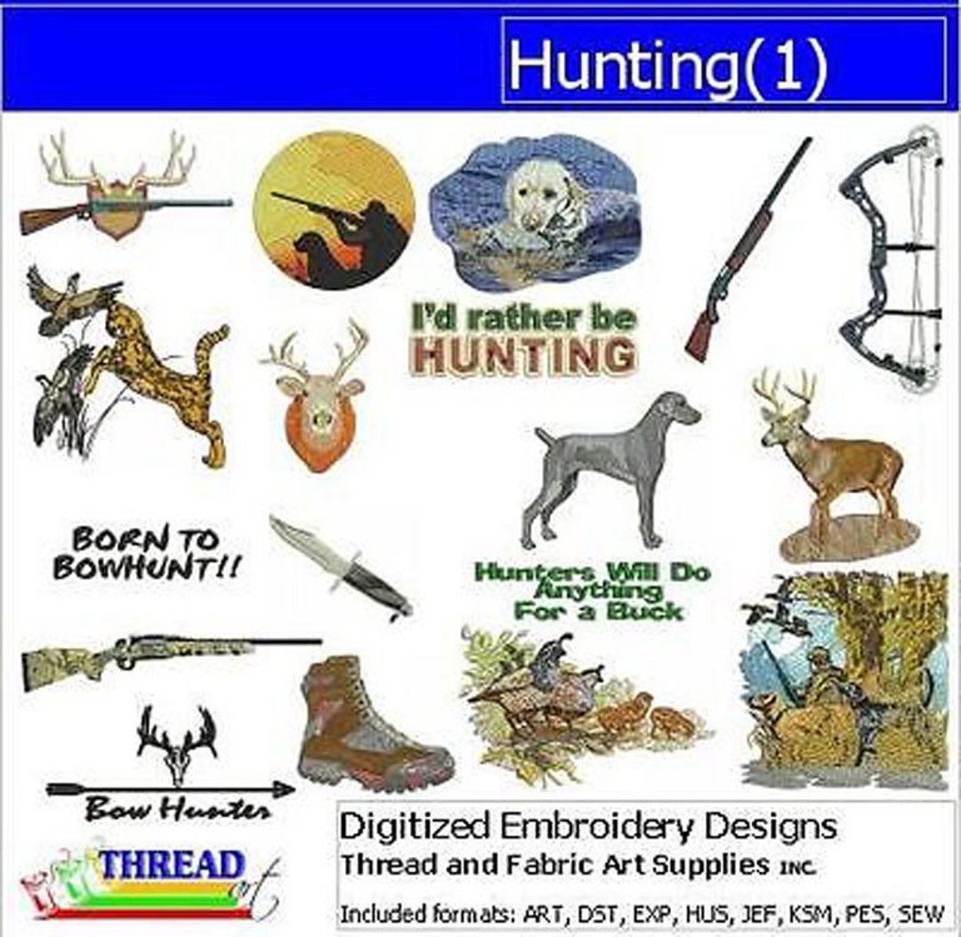 Machine Embroidery Design Set - Hunting(1) - 18 Designs - 9 Formats ...