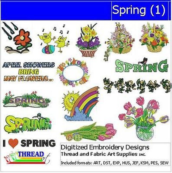 Machine Embroidery Design Set Spring1 15 Designs 9 - Etsy