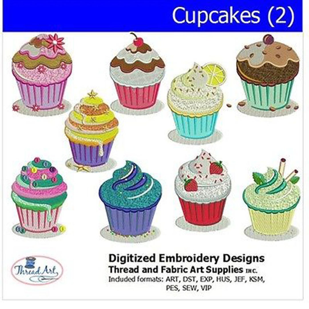 Machine Embroidery Design Set - Cupcakes (2) - 10 Designs - 8 Popular ...