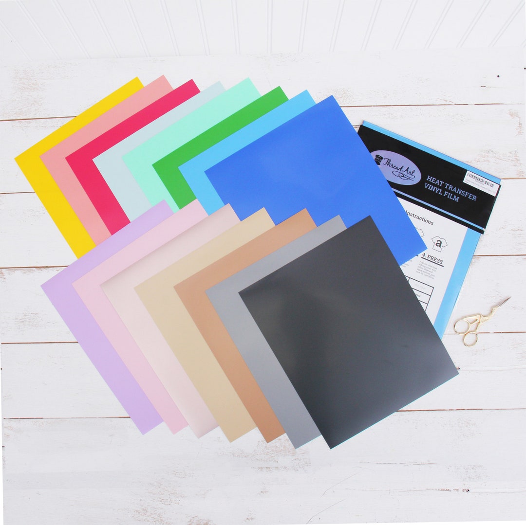 15 Sheets Solid Pastel Color Heat Transfer Vinyl HTV - Variety Pack of ...