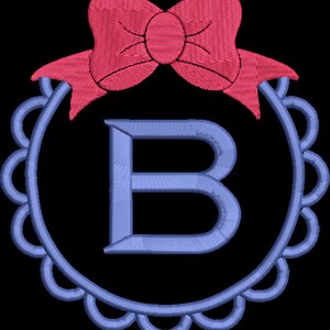 Bow Circle Monogram Frame Embroidery Design Instant Download - 3 Sizes ...