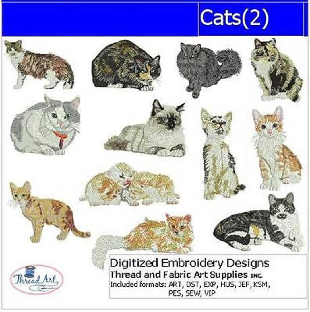 Machine Embroidery Design Set - Cats(2) - 12 Designs - 9 Formats ...