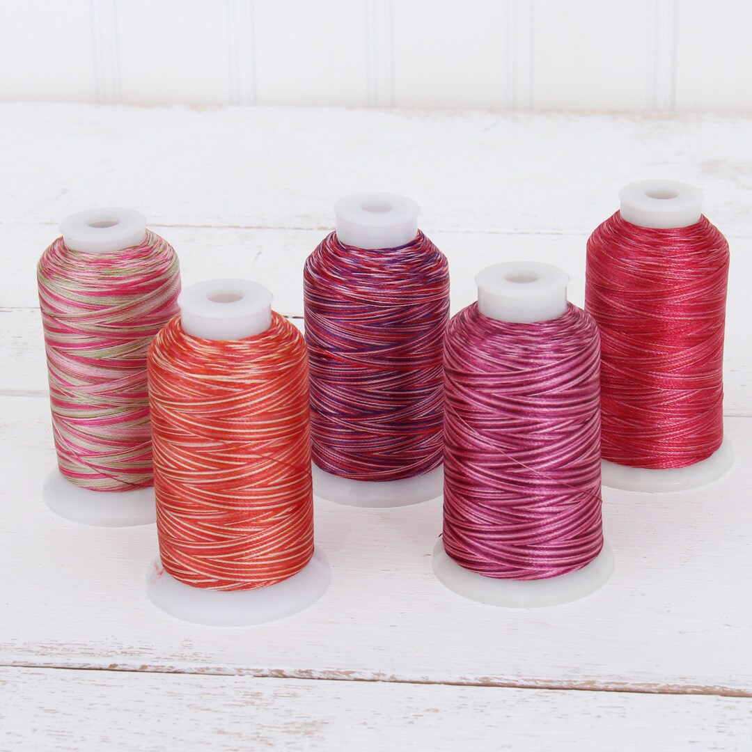 Multicolor Polyester Embroidery Thread Set - 5 Red Shades Variegated ...