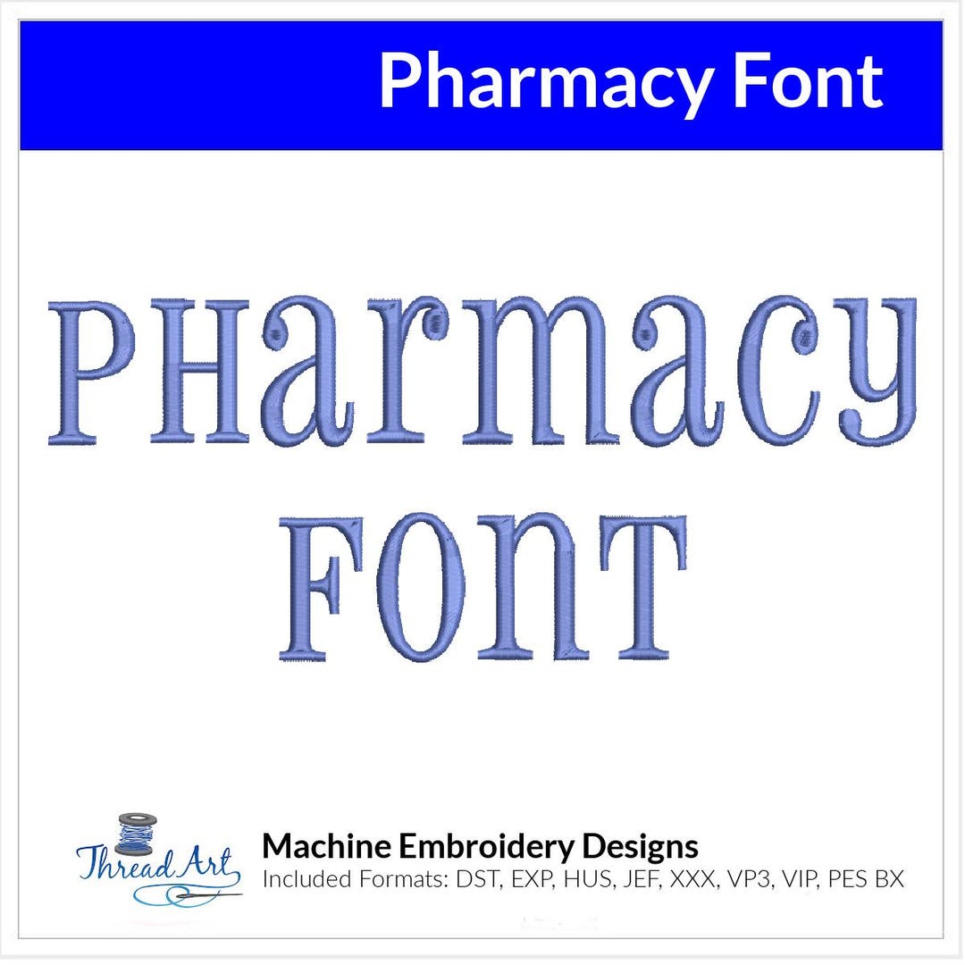 Pharmacy Font Machine Embroidery Design Set - Alphabet Letters Numbers ...