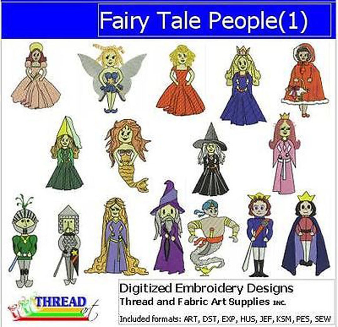 Machine Embroidery Design Set - Fairy Tale People(1) - 16 Designs - 9 ...