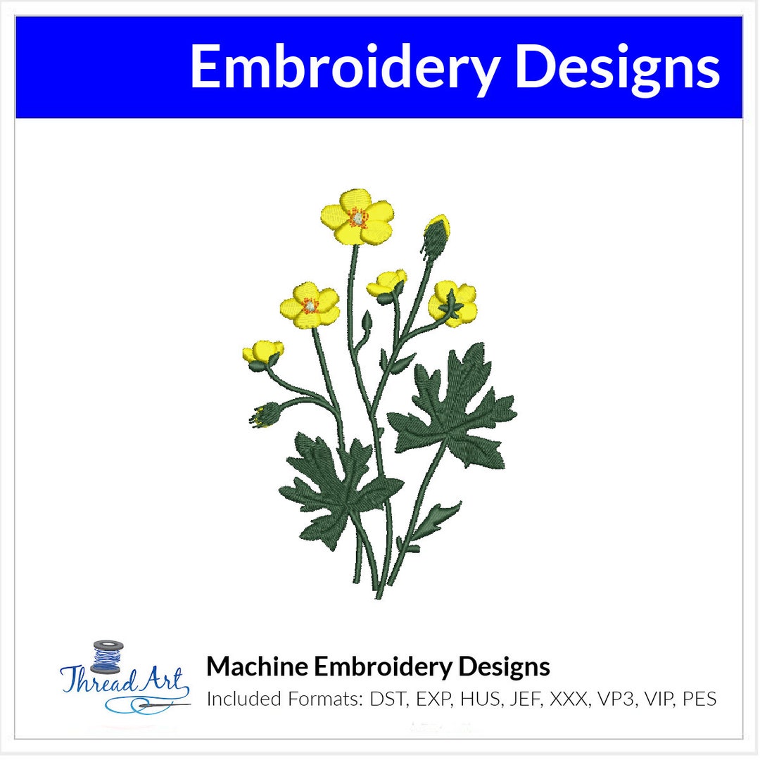 Buttercup Wild Flowers Embroidery Design Instant Download - Multiple ...