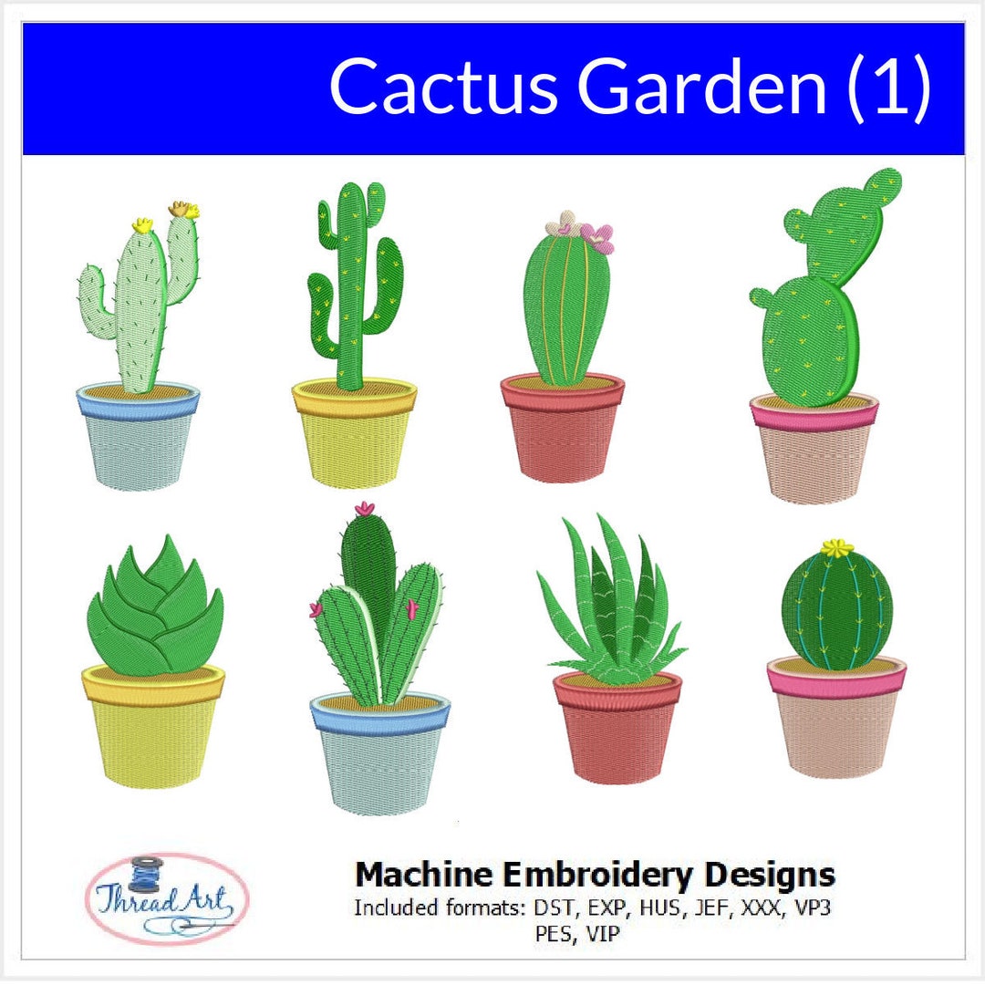 Machine Embroidery Designs - Cactus Garden - 8 Machine File Formats ...