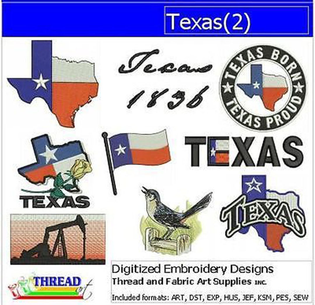 Machine Embroidery Design Set - Texas(2) - 9 Designs - 9 Formats ...