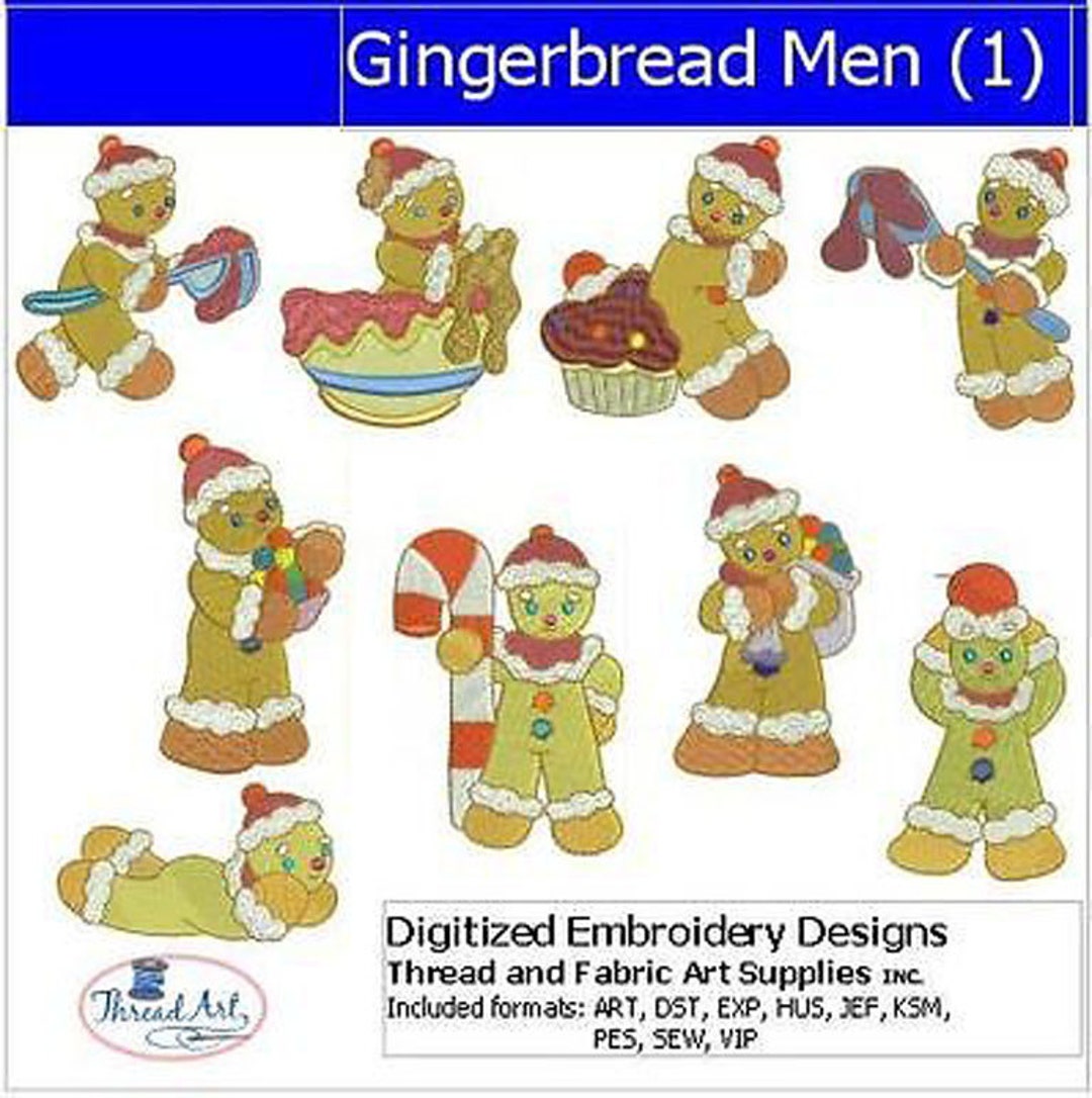 Machine Embroidery Design Set - Gingerbread Men(1) - 10 Designs - 9 ...