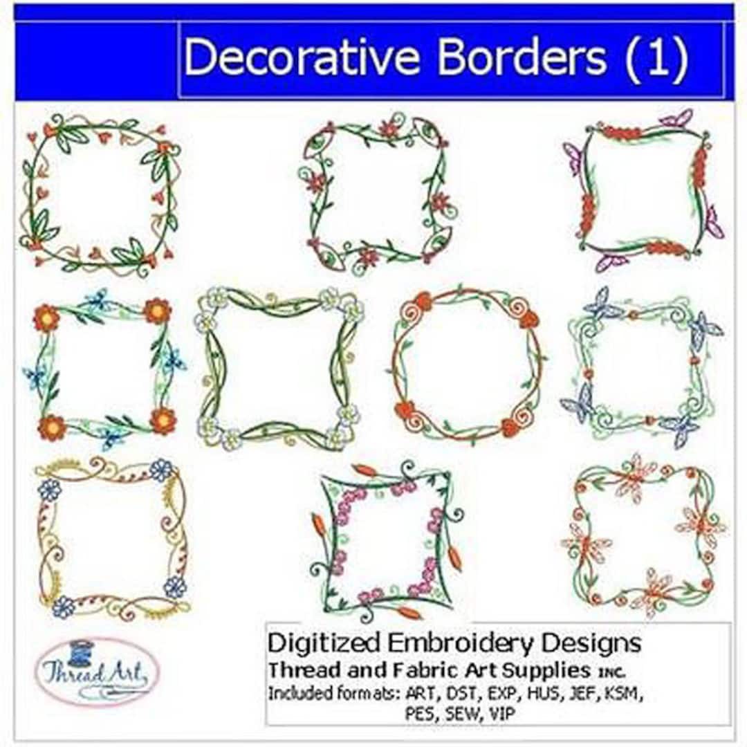 Machine Embroidery Design Set - Decorative Borders - 10 Designs - 9 ...