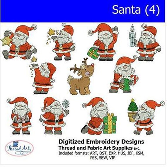 Machine Embroidery Design Set Santa 4 10 Designs 9 | Etsy