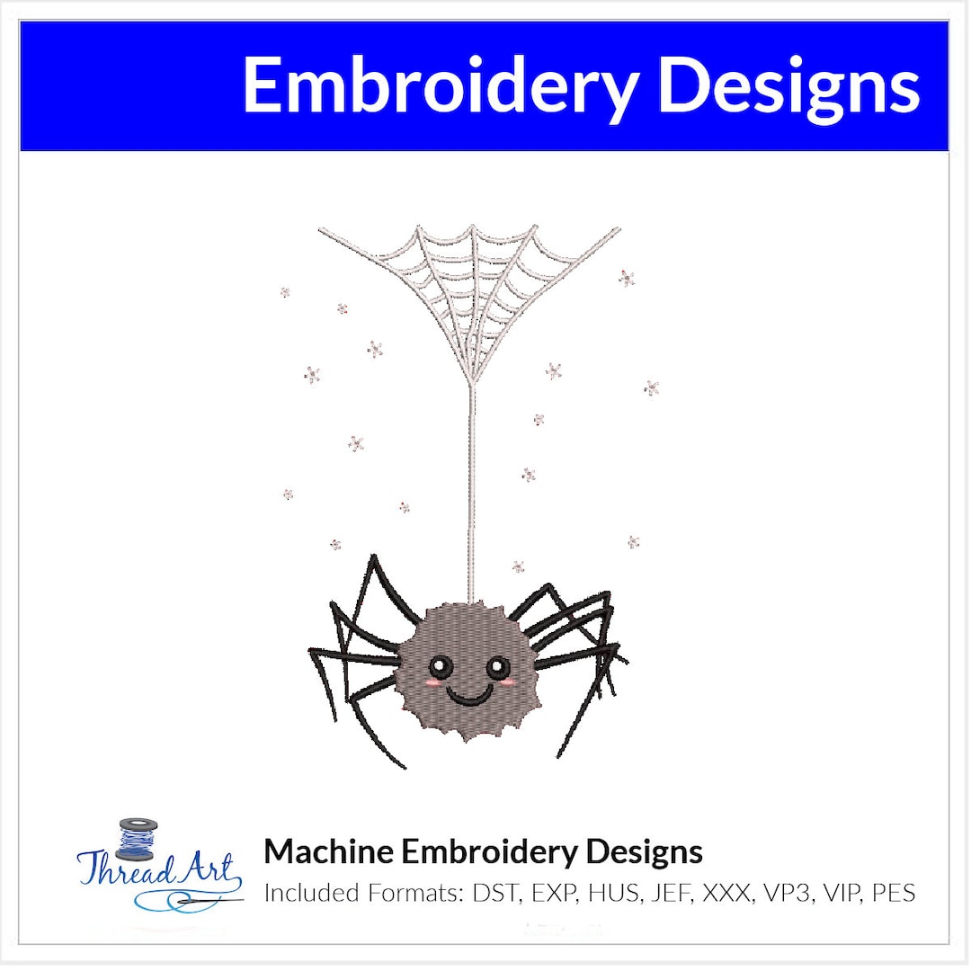 Spider With Web Embroidery Design Instant Download Cute Halloween - 3 ...