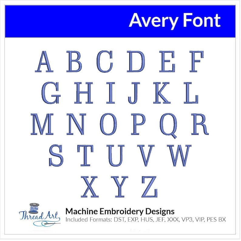 Avery Block Font Machine Embroidery Design Set - Alphabet Letters BX ...