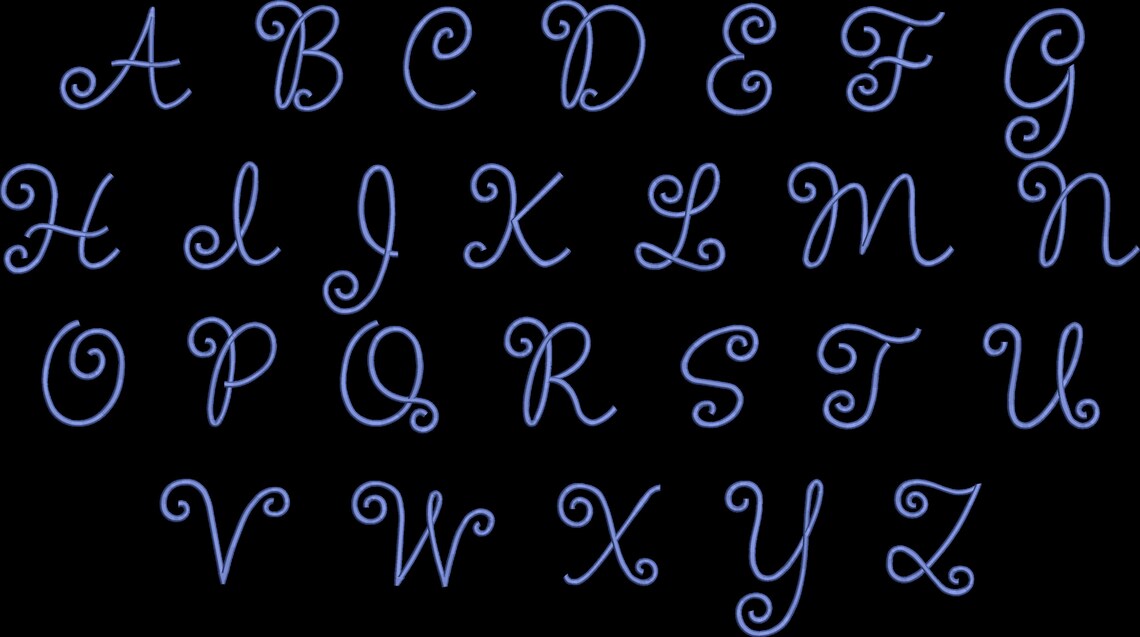 Amelia Font Machine Embroidery Design Set - Cursive Alphabet Letters BX ...
