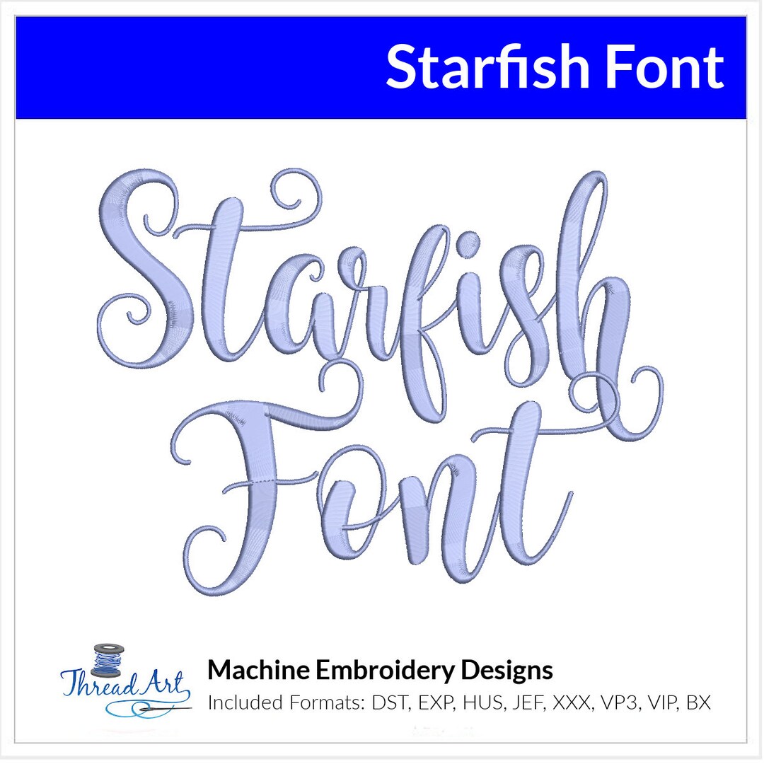 Starfish Font Machine Embroidery Design Set - Whimsical Cursive ...