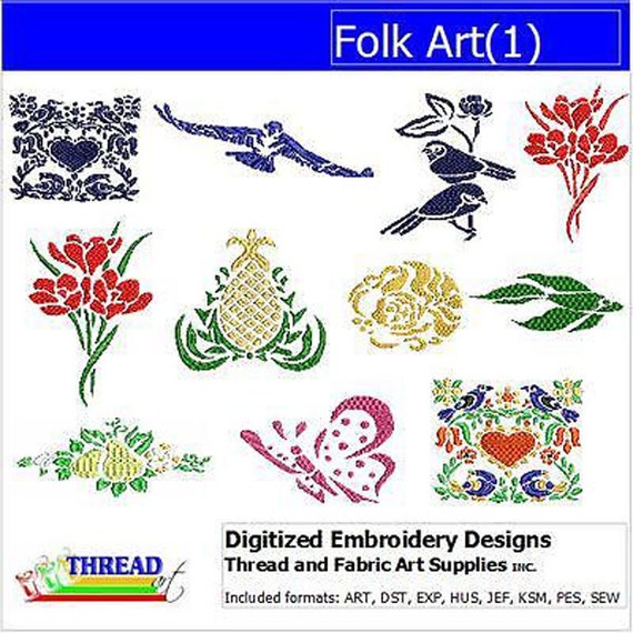 Machine Embroidery Design Set Folk Art1 11 Designs 9 | Etsy