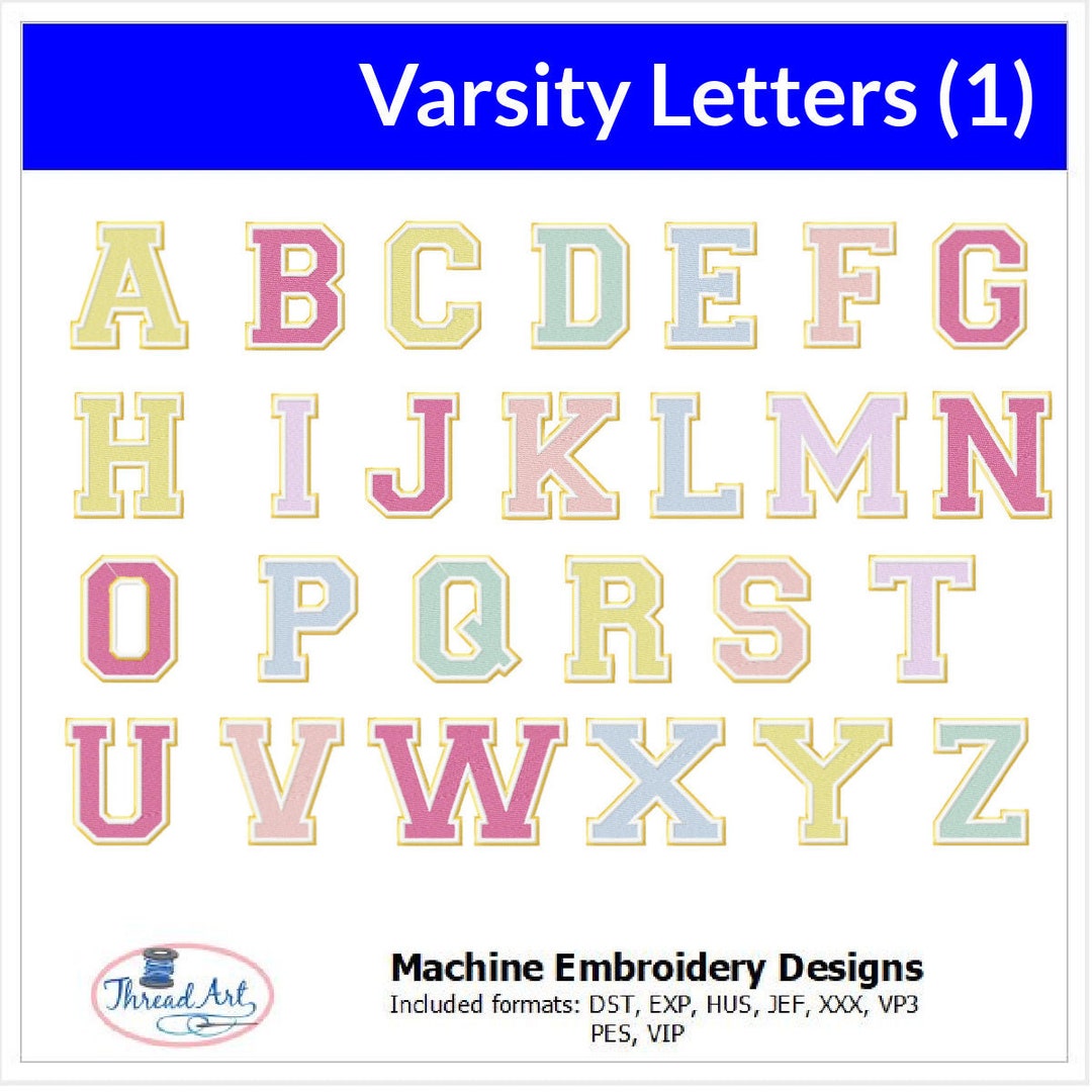 Varsity Font Letters Alphabet Two Colors- Machine Embroidery Designs ...
