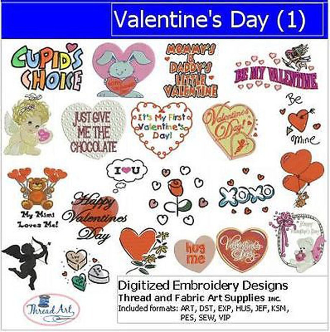 Machine Embroidery Design Set Valentine's Day1 21 Designs 9 Formats ...