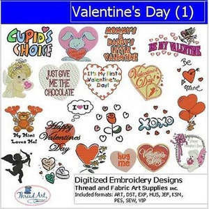 Machine Embroidery Design Set Valentine's Day1 21 Designs 9 Formats ...