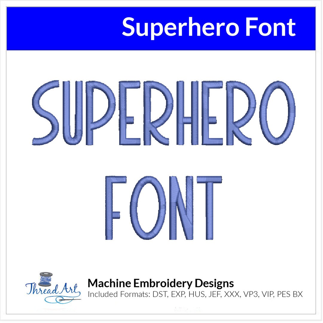 Superhero Font Machine Embroidery Design Set - Fun Block Alphabet ...