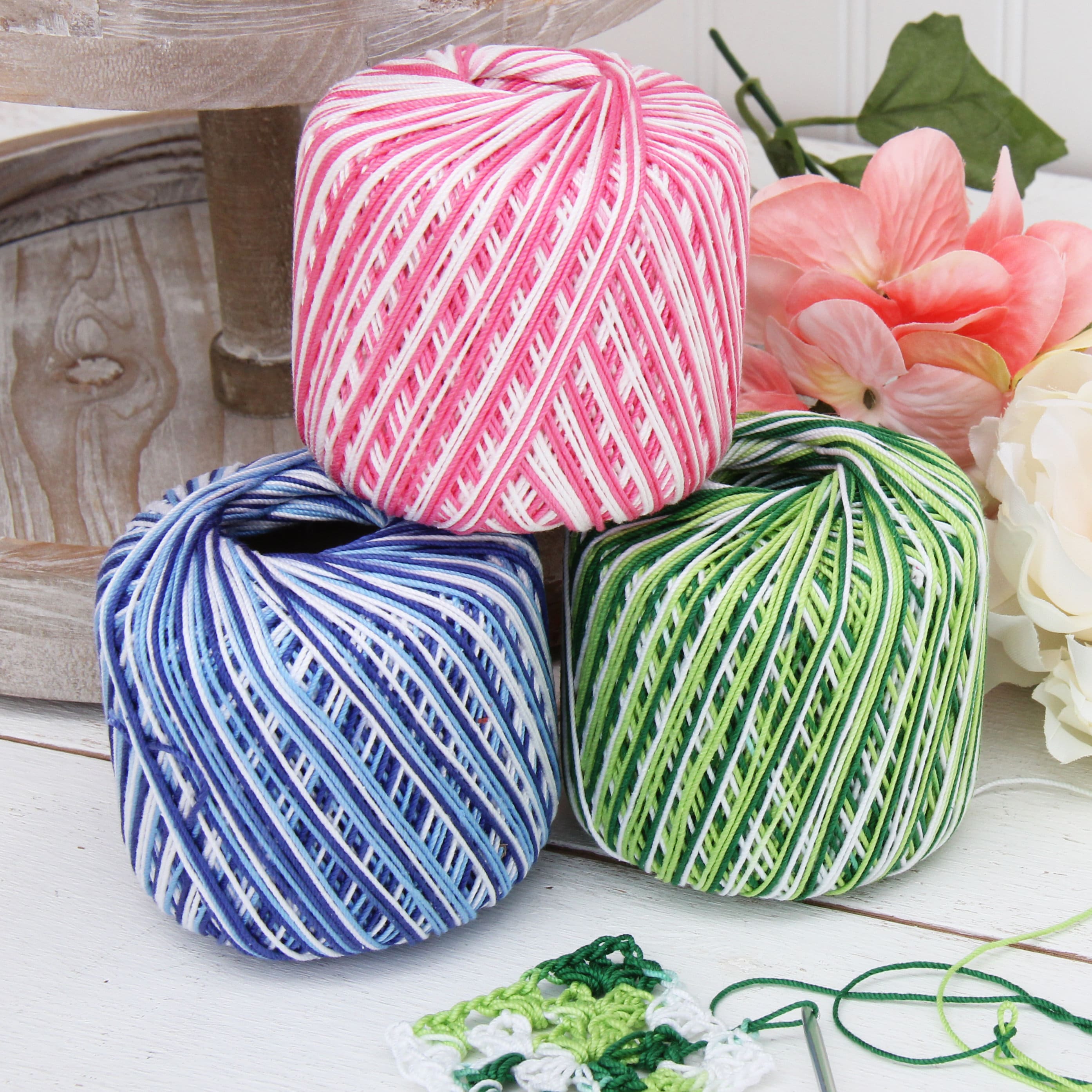 Multicolor Cotton Crochet Thread - 14 Different Variegated Color ...