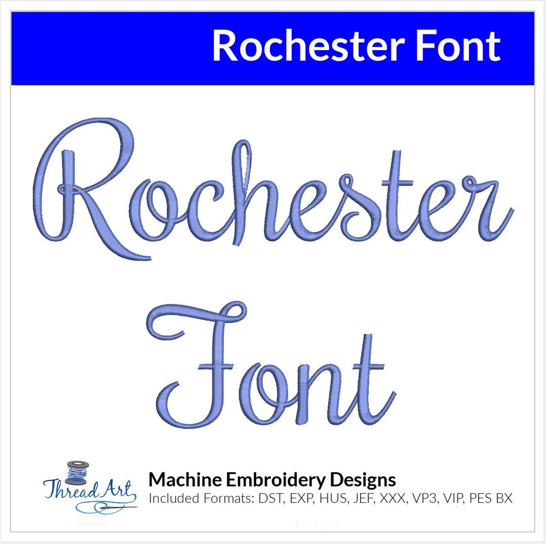 Rochester Font Machine Embroidery Design Set - Alphabet Letters Numbers ...