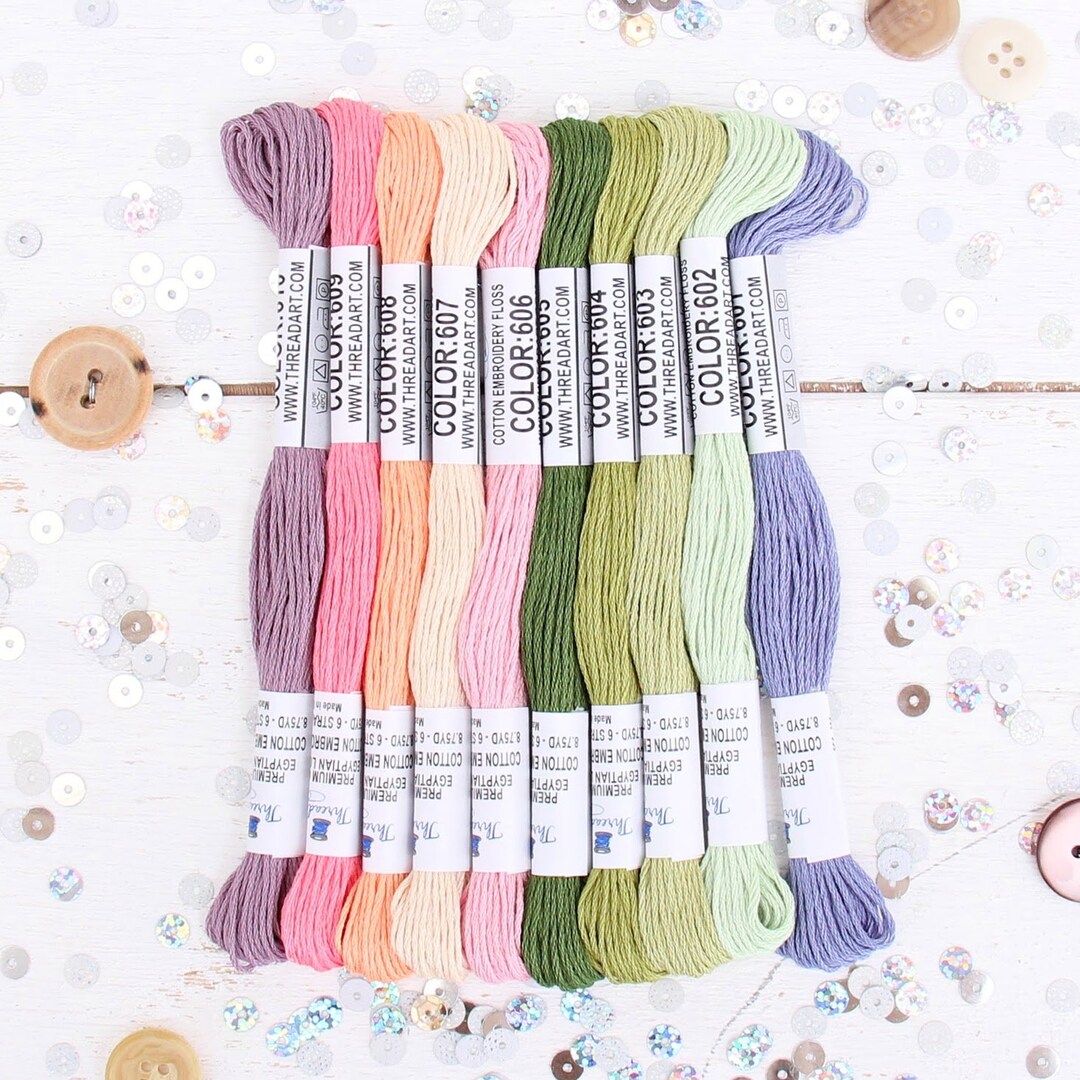 Premium Cotton Embroidery Floss Set in 10 Spring Flower Colors - Six ...