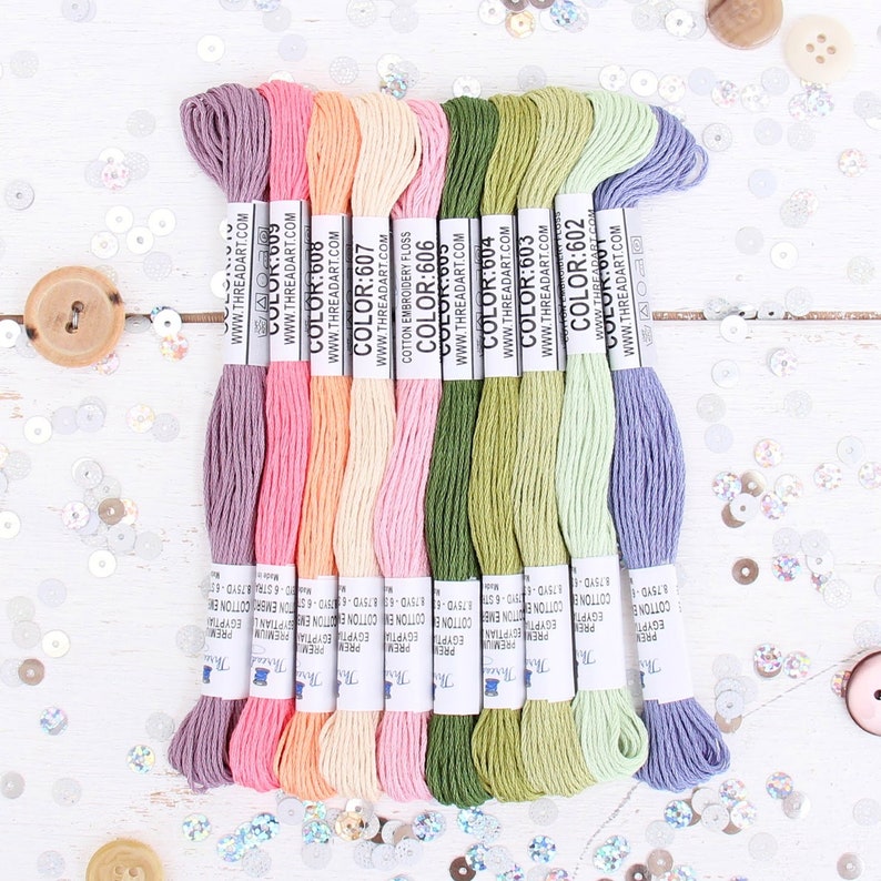 Premium Cotton Embroidery Floss Set in 10 Spring Flower Colors - Etsy