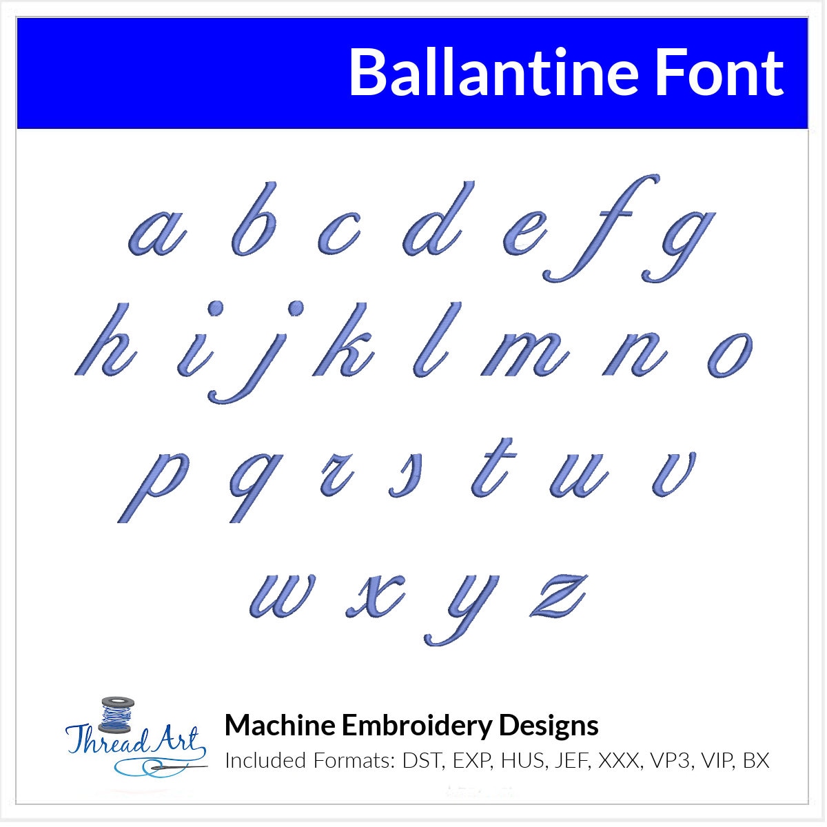 Ballantine Font Machine Embroidery Design Set - Cursive Alphabet ...
