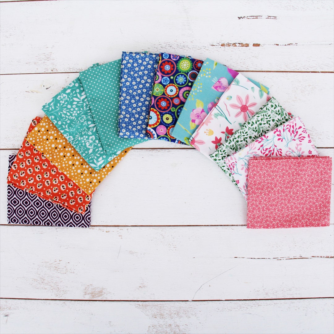 12 Fat Quarters Rainbow of Mixed Colors 100% Cotton Fabric Premium ...