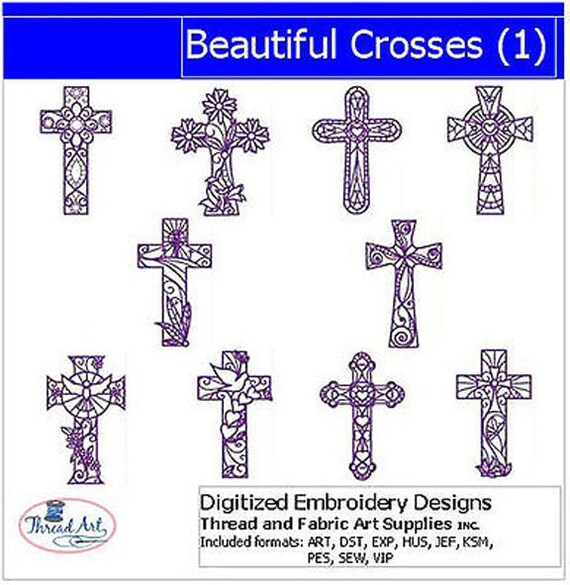 Machine Embroidery Design Set Beautiful Crosses1 10 - Etsy
