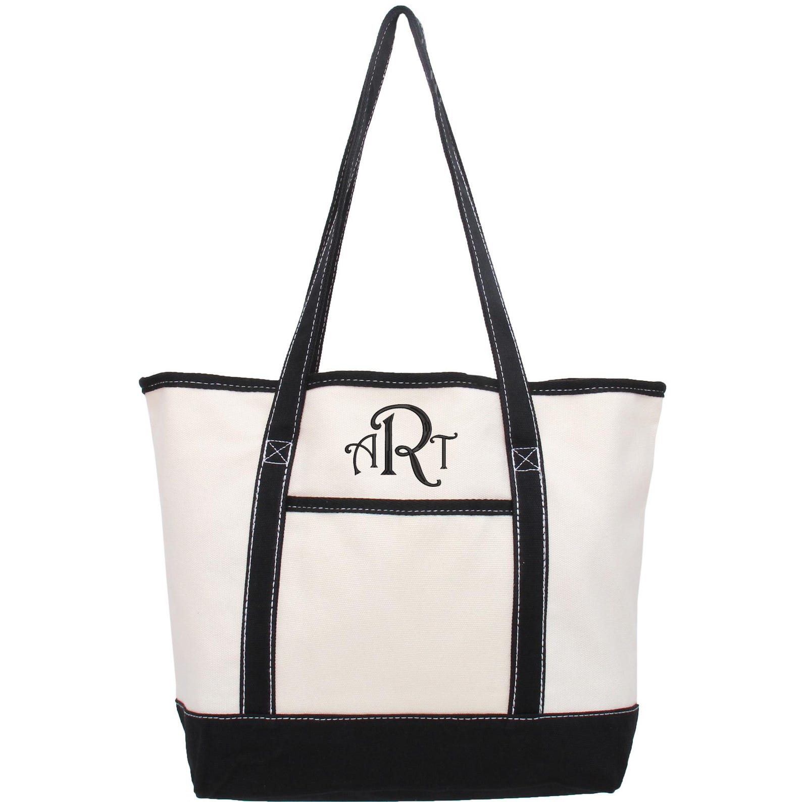 Embroidered Beach Tote Bag - Personalized Monogrammed Canvas Tote Bag ...