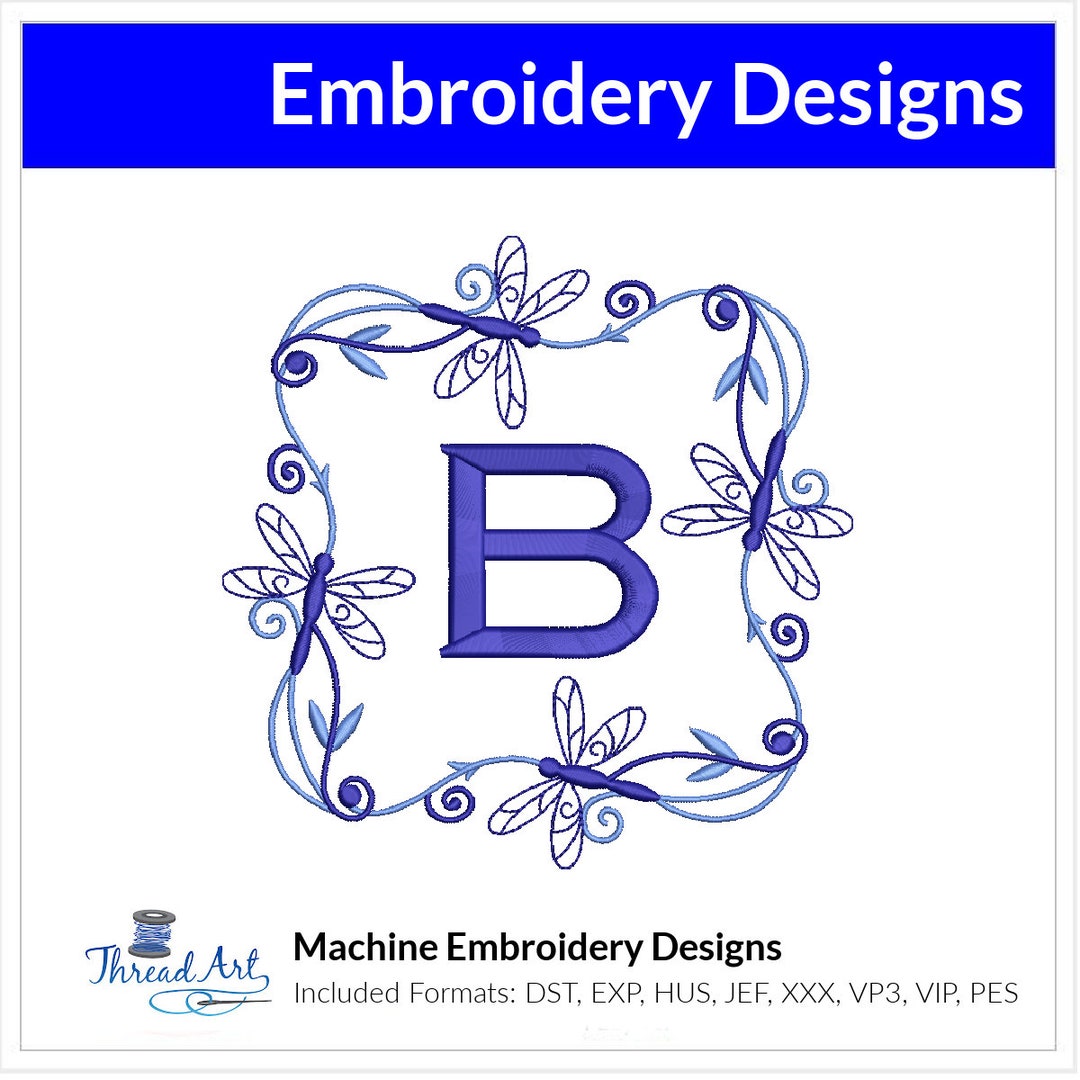 Floral Square Monogram Frame Embroidery Design Instant Download - 3 ...