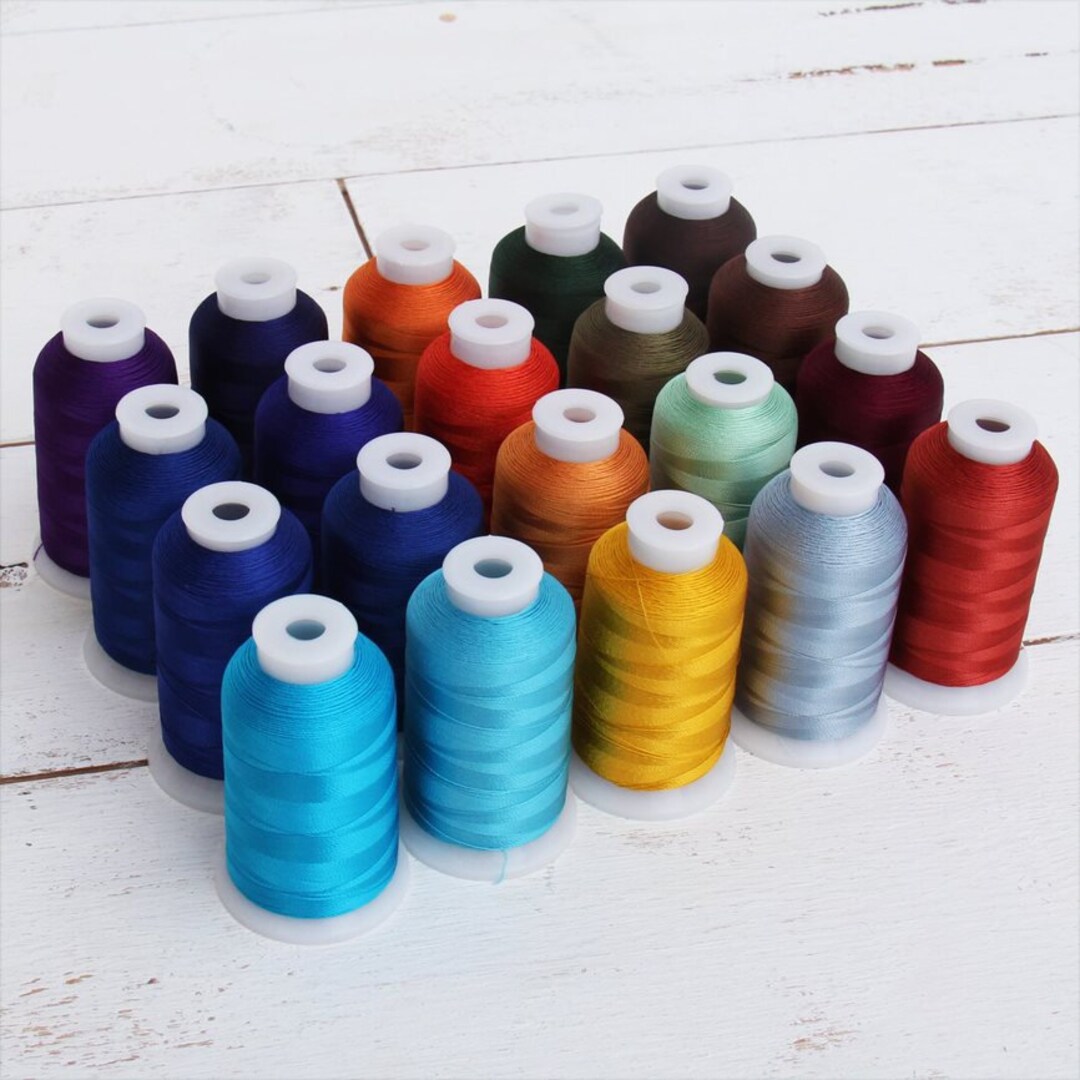 Polyester Machine Embroidery Thread Set 20 Royal Colors - 1000m Cones ...