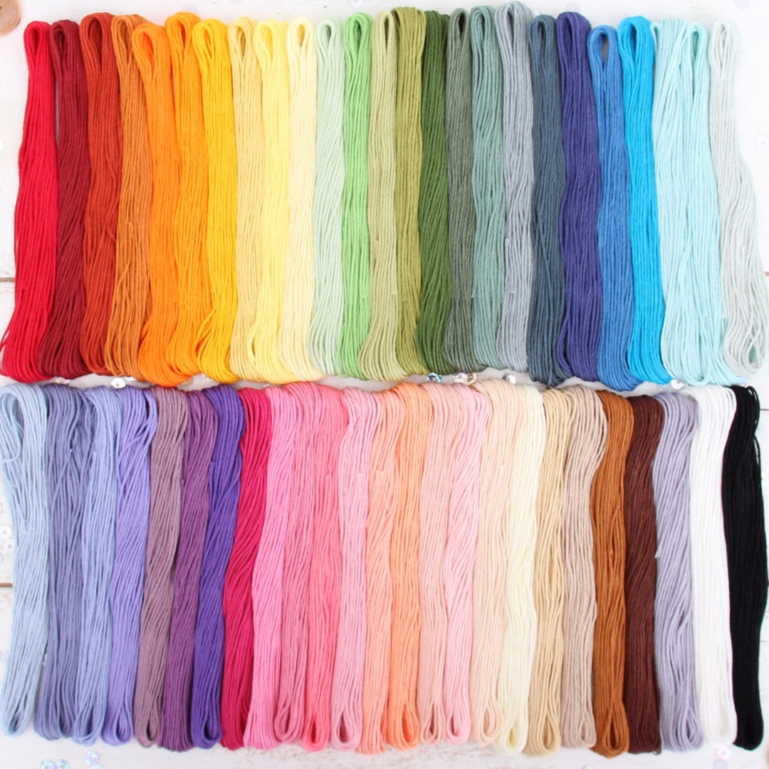 Premium Cotton Embroidery Floss Set in 50 Different Beautiful Colors ...