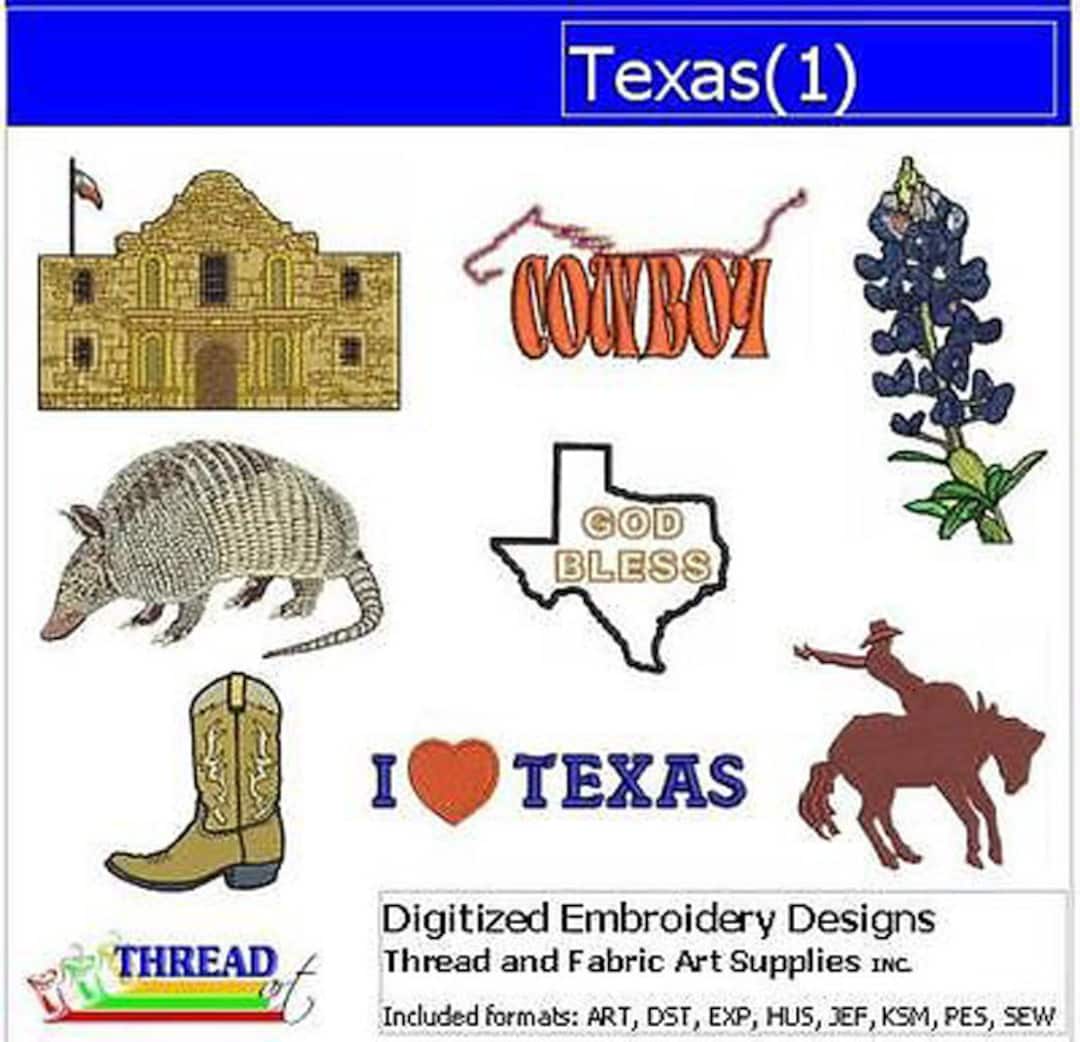 Machine Embroidery Design Set - Texas(1) - 8 Designs - 9 Formats ...