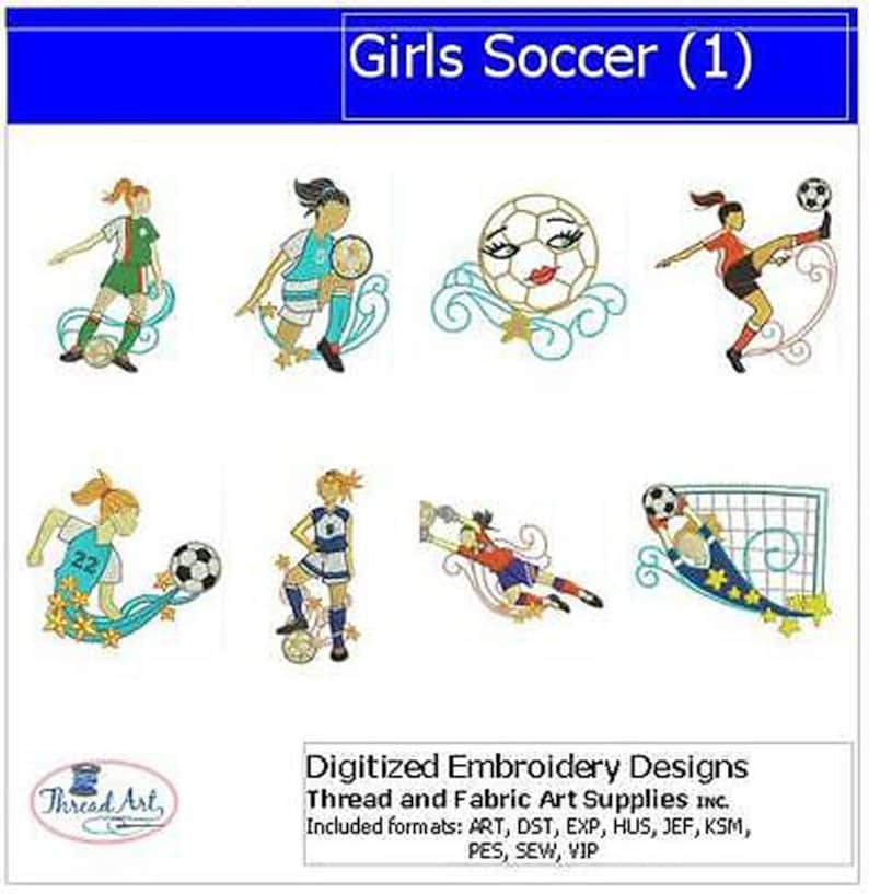 Machine Embroidery Design Set - Girls Soccer(1) - 8 Designs - 9 Formats ...