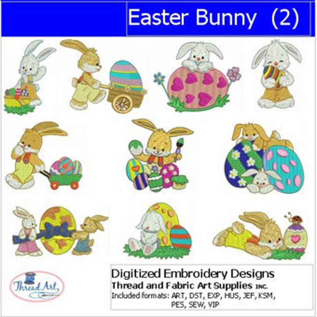 Machine Embroidery Design Set - Easter Bunny(2) - 10 Designs - 9 ...