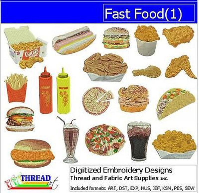 Machine Embroidery Design Set Fast Food1 20 Designs 9 - Etsy