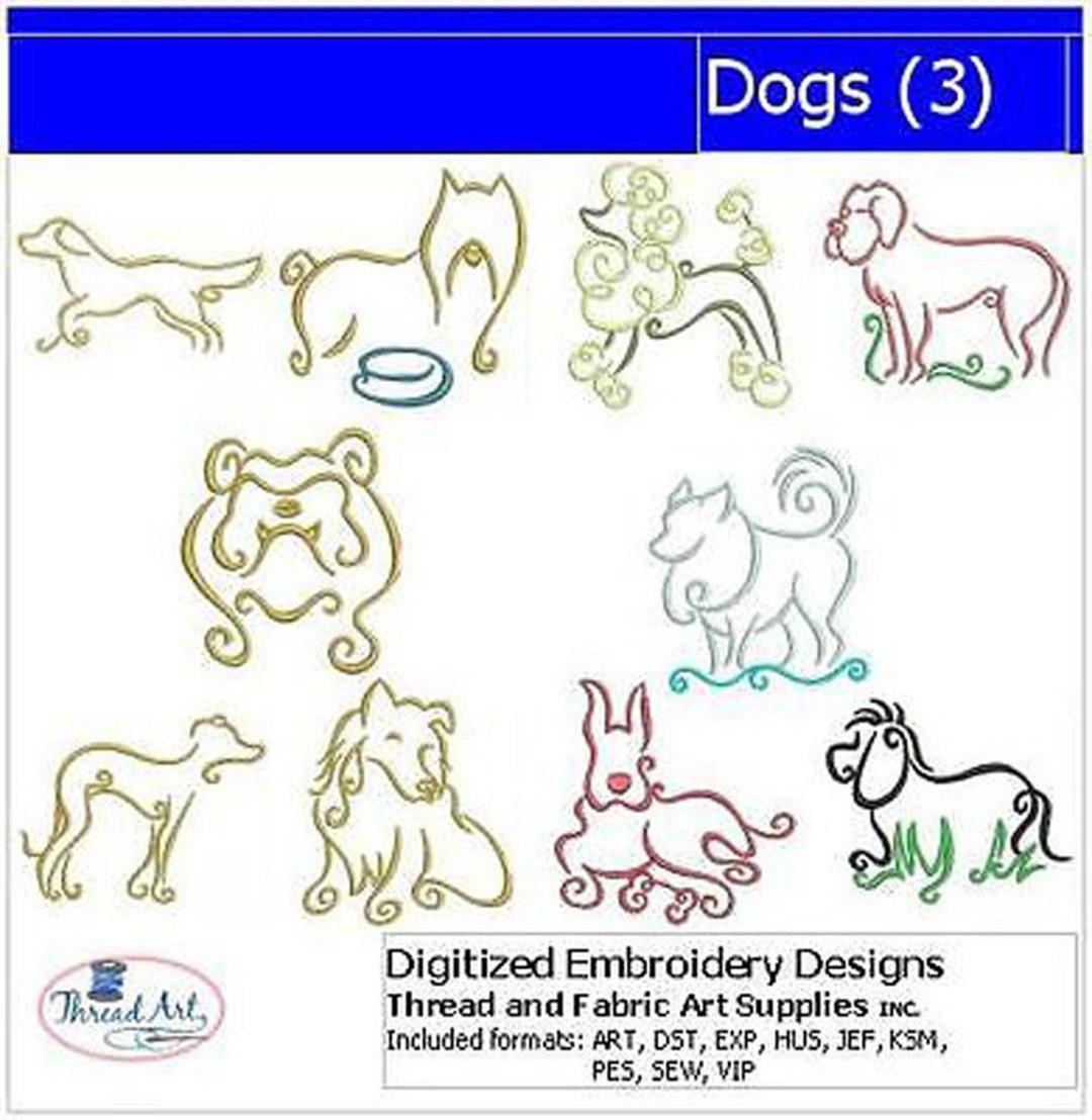 Machine Embroidery Design Set - Dogs(3) - 10 Designs - 9 Formats ...