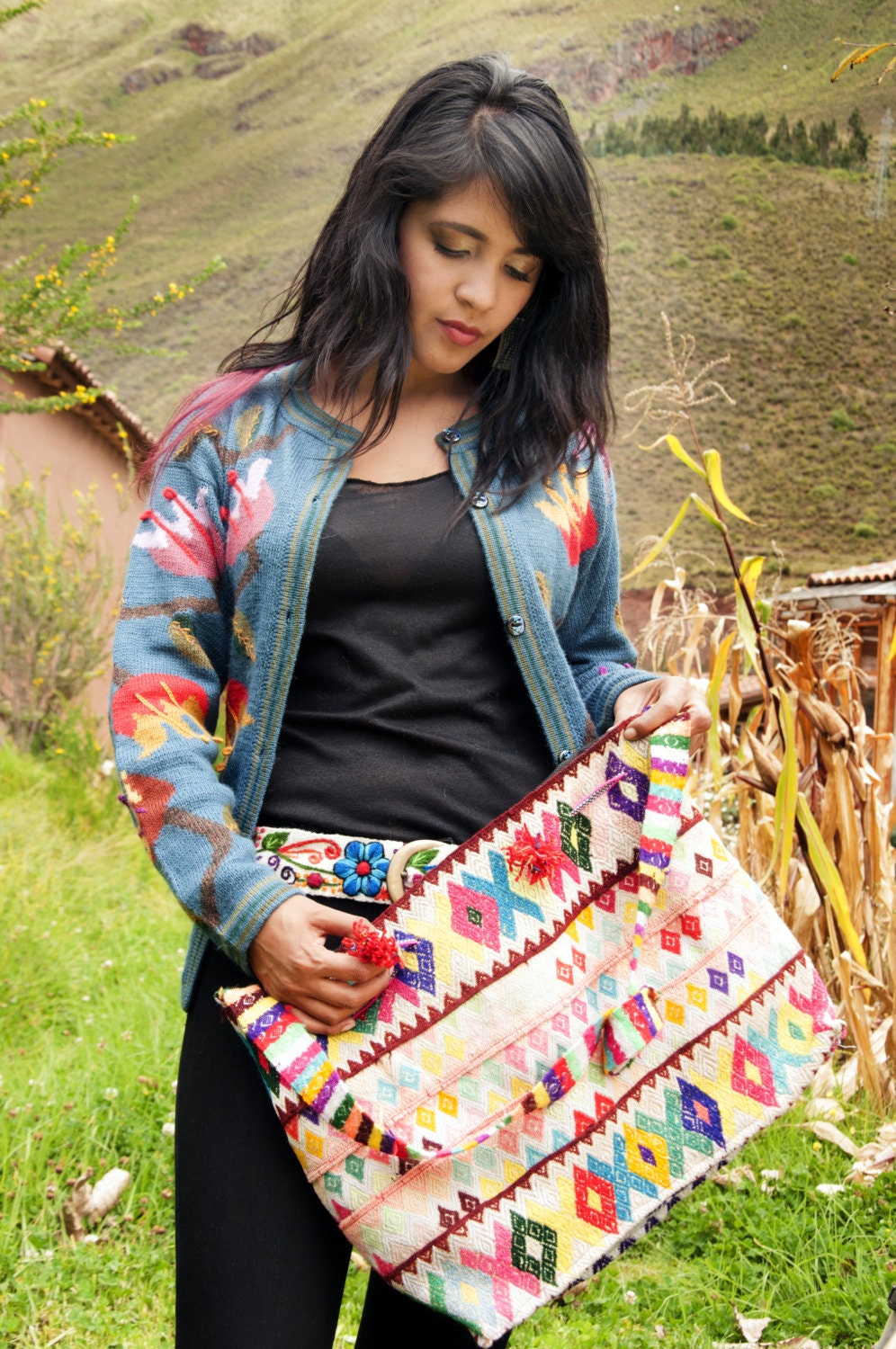 Unique Embroidered Purse Crafted From Vintage Peruvian Textiles and ...